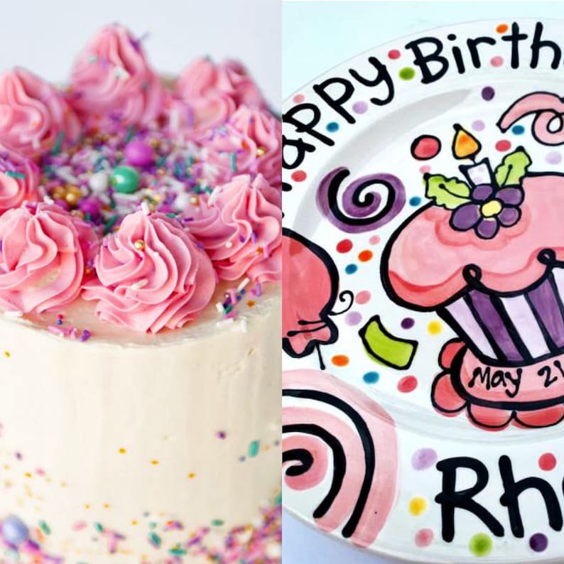 Personalized Birthday Cake Plate: Handmade Ceramic Heirloom Two Sizes ...
