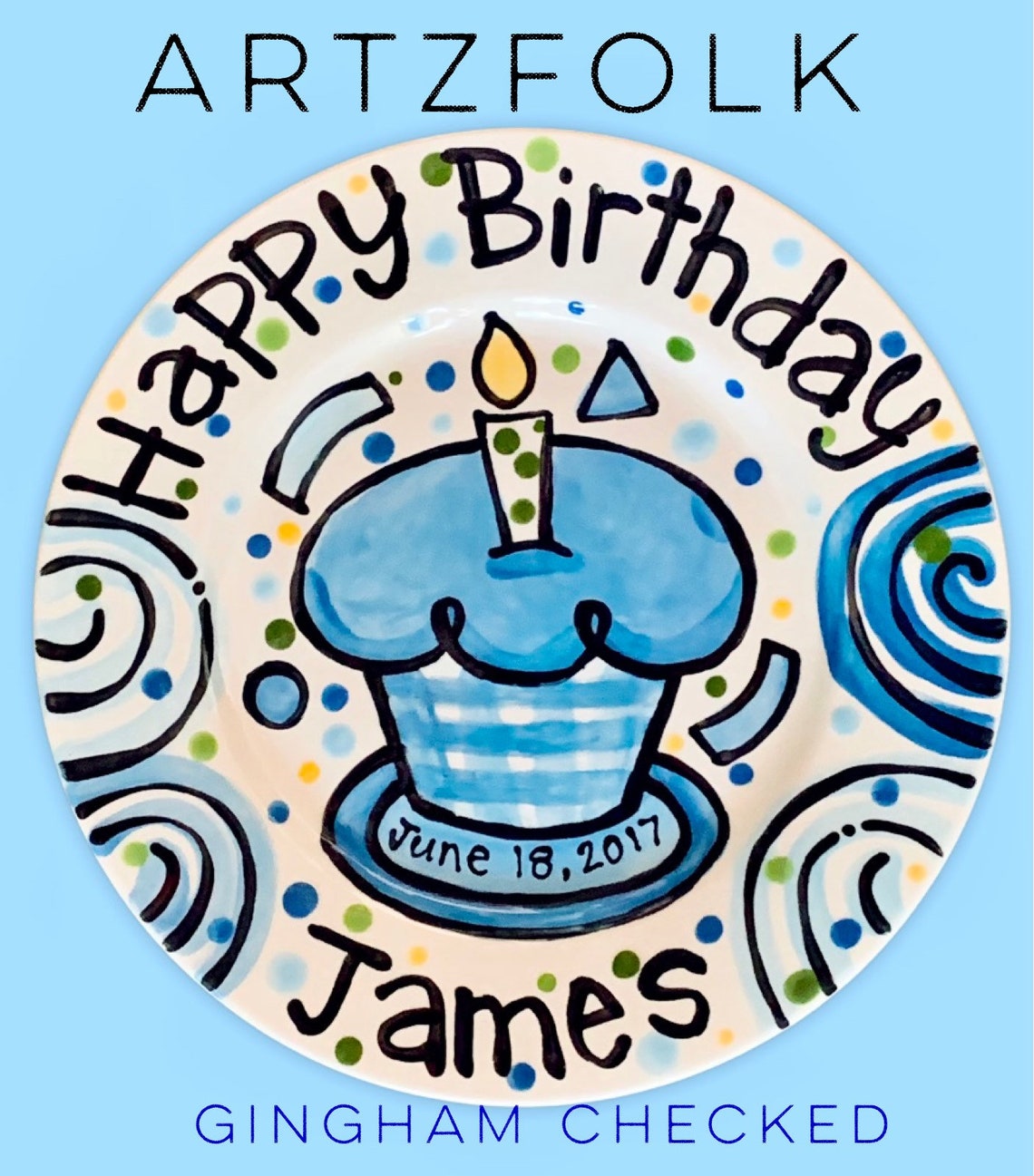 Happy Birthday Custom Handmade Gingham Checked Personalized - Etsy