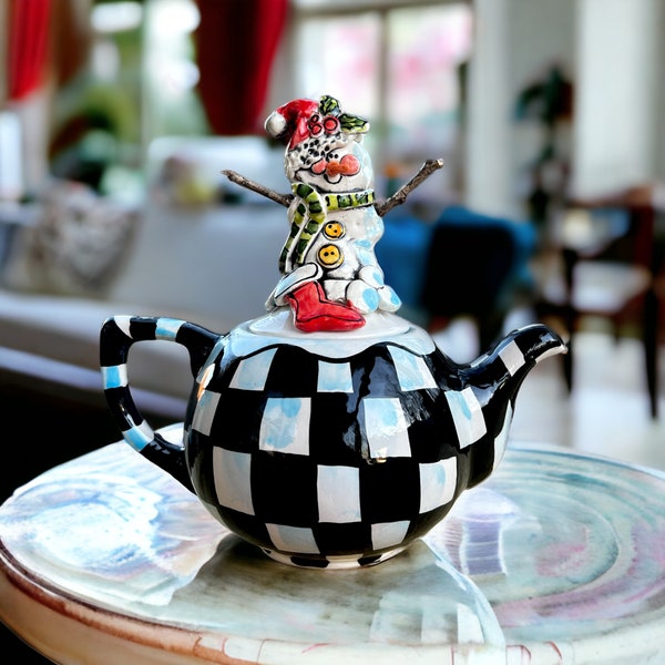 Snowman Teapot - Etsy