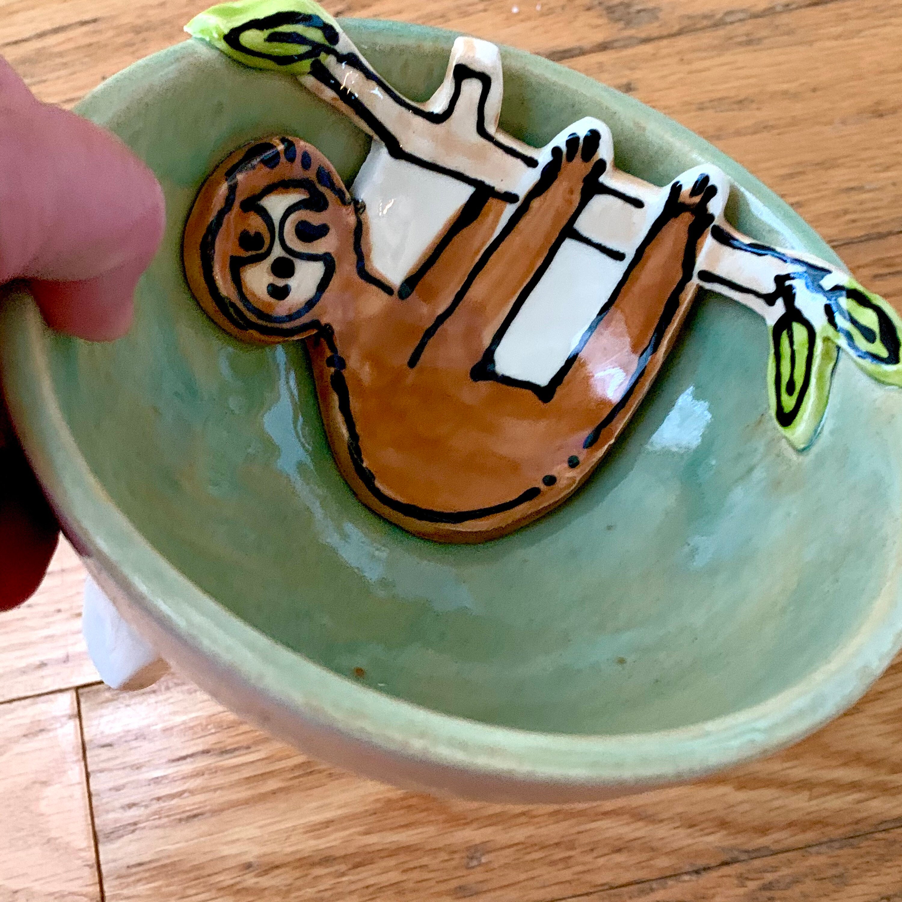 Handmade Pottery sloth art Bowl with by Artzfolk | Etsy