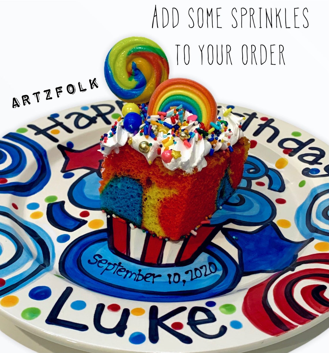 Handmade Birthday Cake Plate Personalized Colorful Happy - Etsy