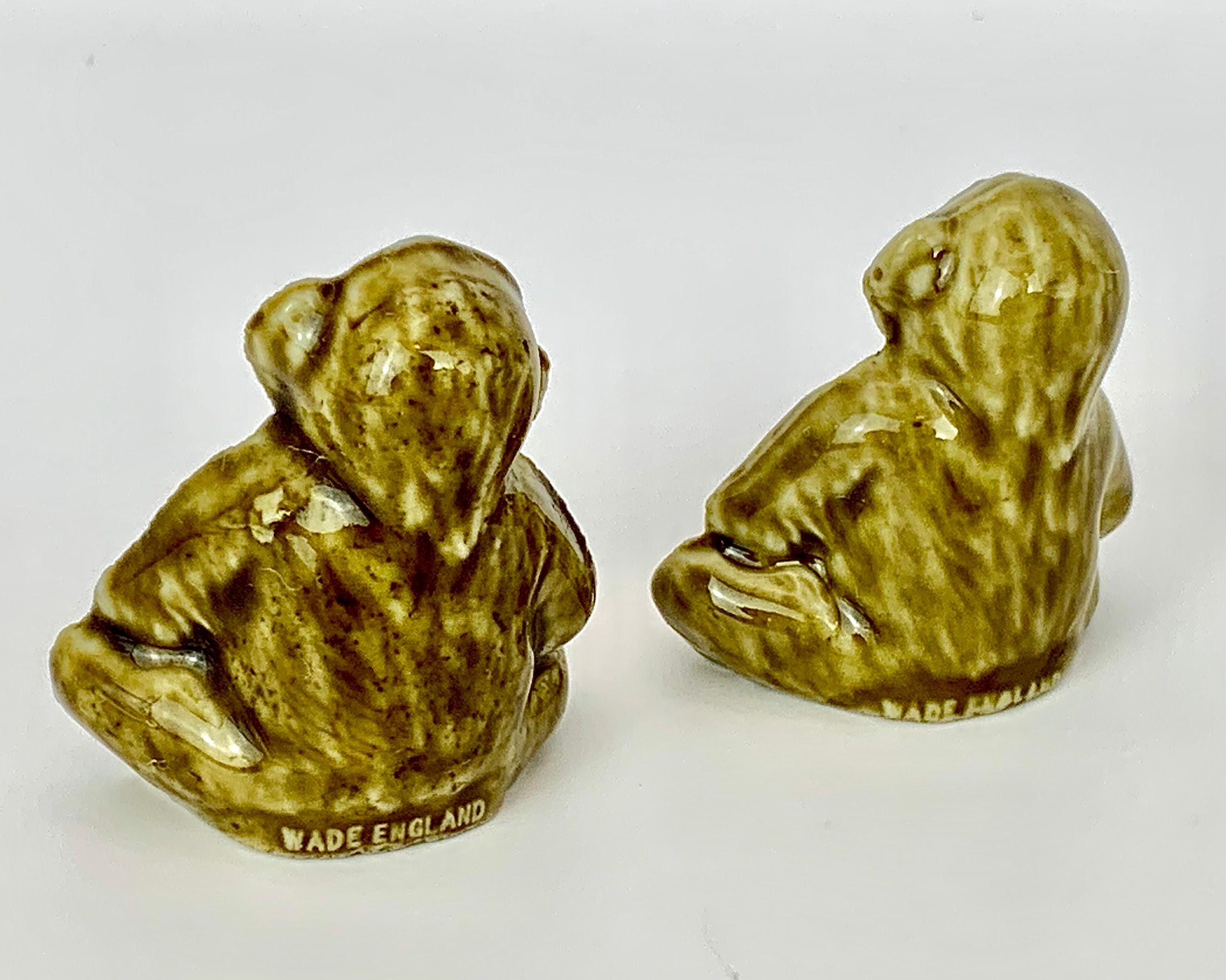 2 Vintage Wade Chimpanzee Monkey England Miniature Figurines Whimsical ...