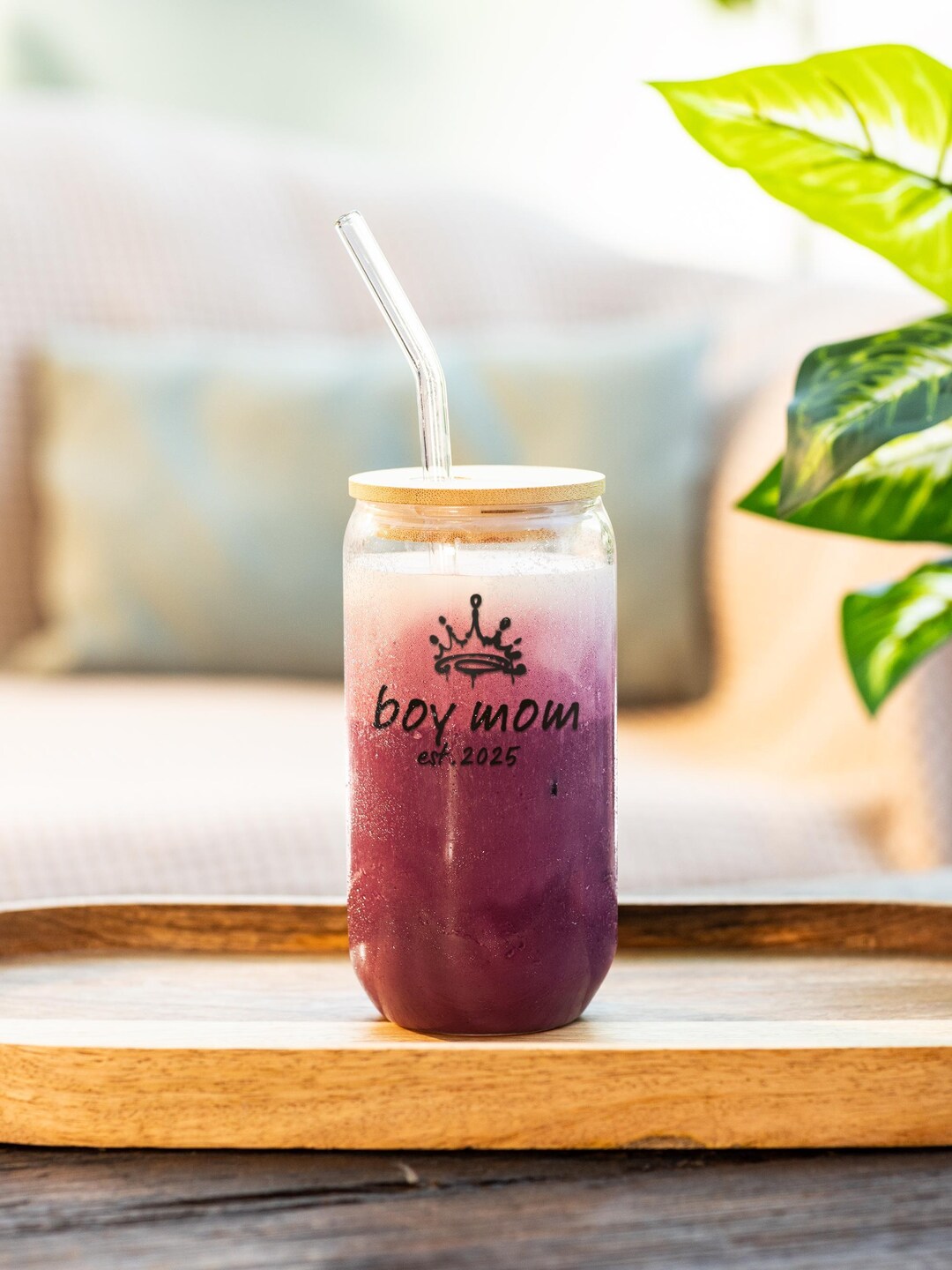Boy Mom Glass Drinking Vessel Crown Design Custom Tumbler Personalized ...
