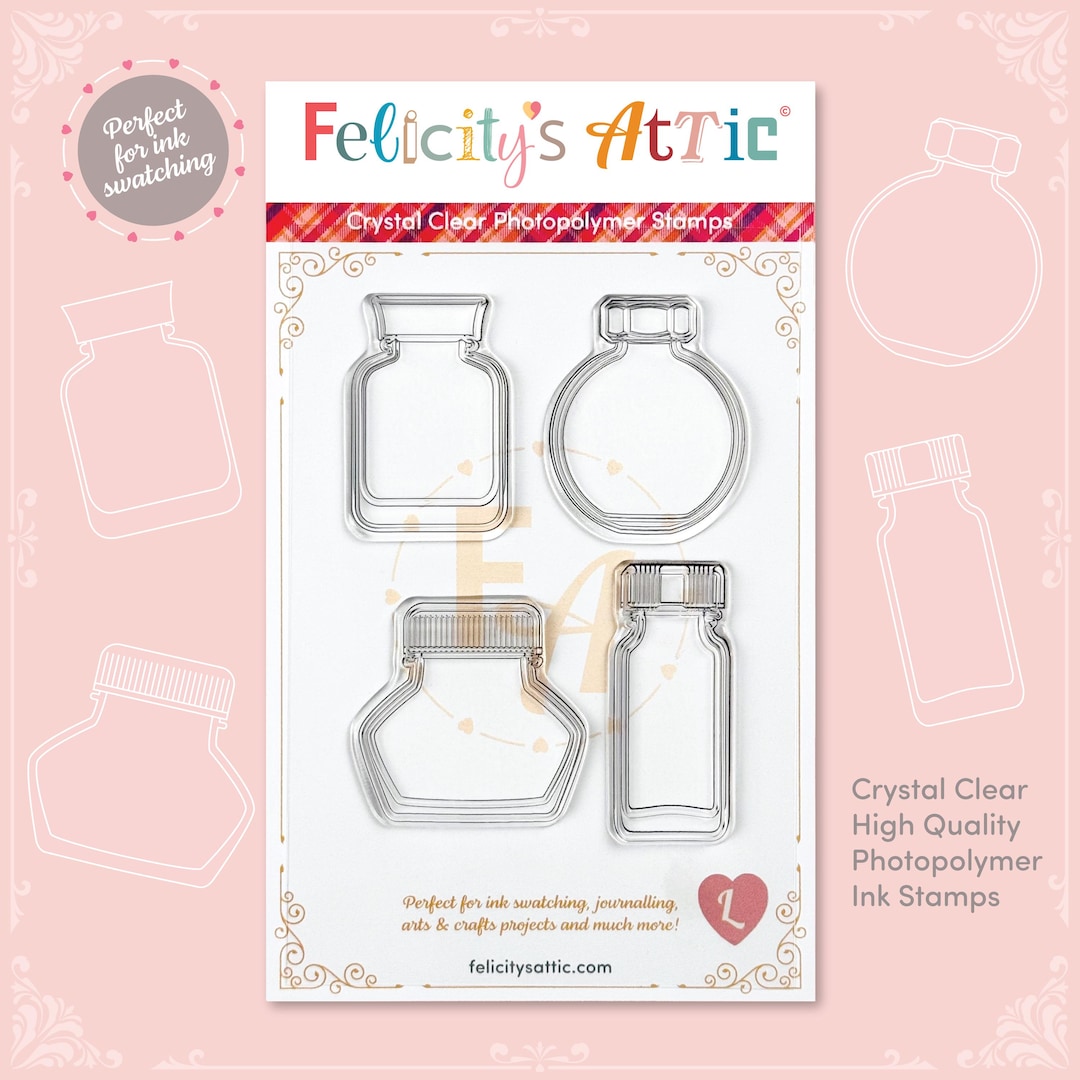 Clear Polymer Stamps Ink Bottle Shapes Fountain Pen Ink Bottles for ...