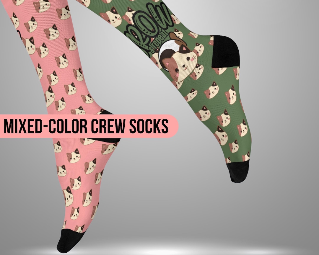 Cute Funny Cat Socks Crew, Grow and Repeat, Cat Lover Gift, Calico Cat ...