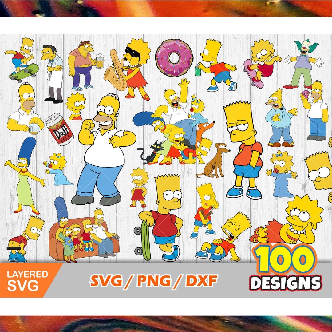 Simpsons Clip Art Bundle, Simpsons Svg Cut Files for Cricut ...