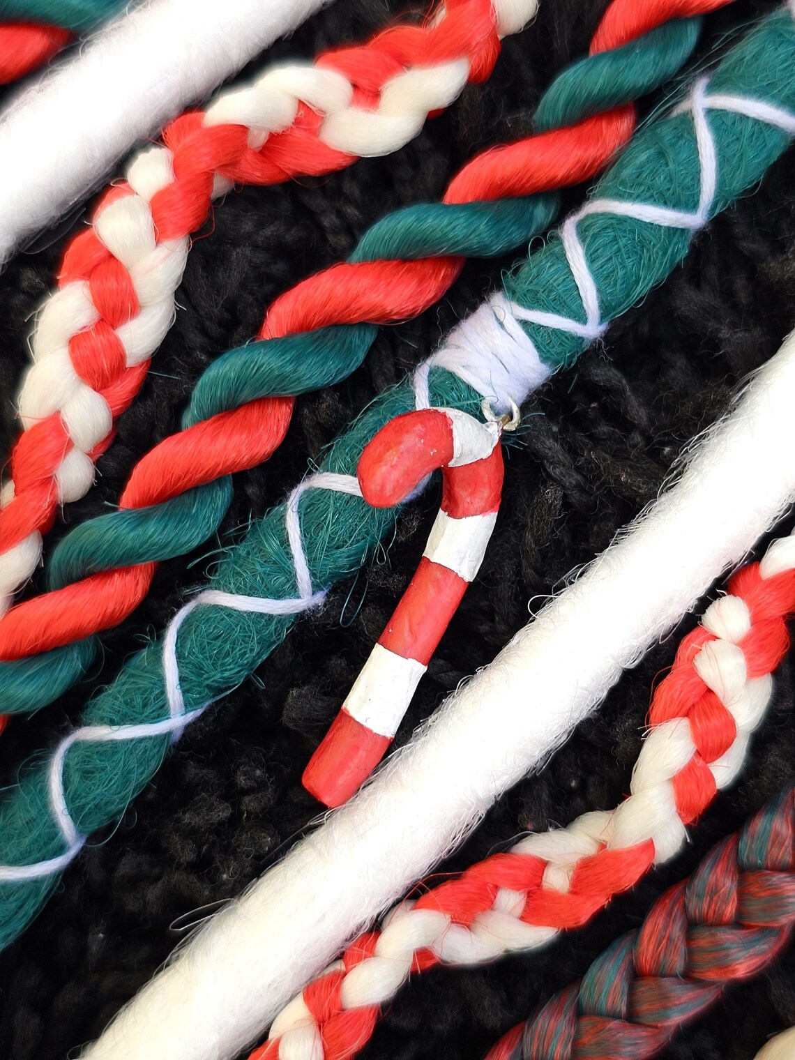 Christmas Dreads on Hairband, Red, White & Green Dreadlock Extensions ...