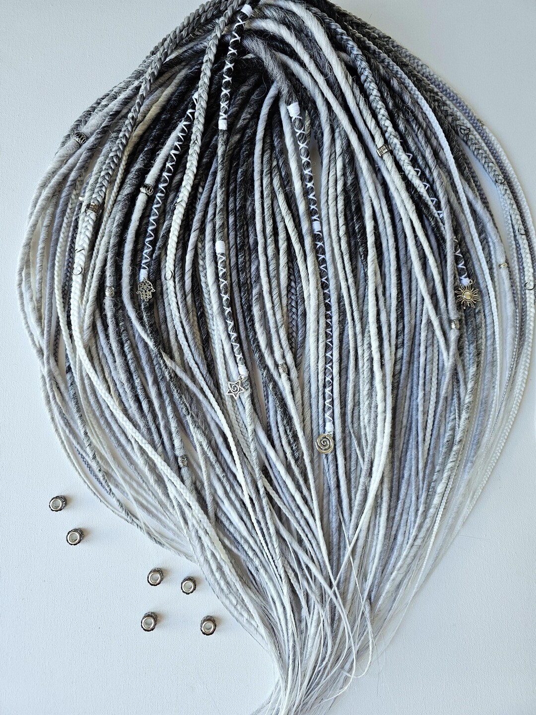 Ash Gray & White Synthetic Dreads | SE and DE Dreadlock Extensions ...
