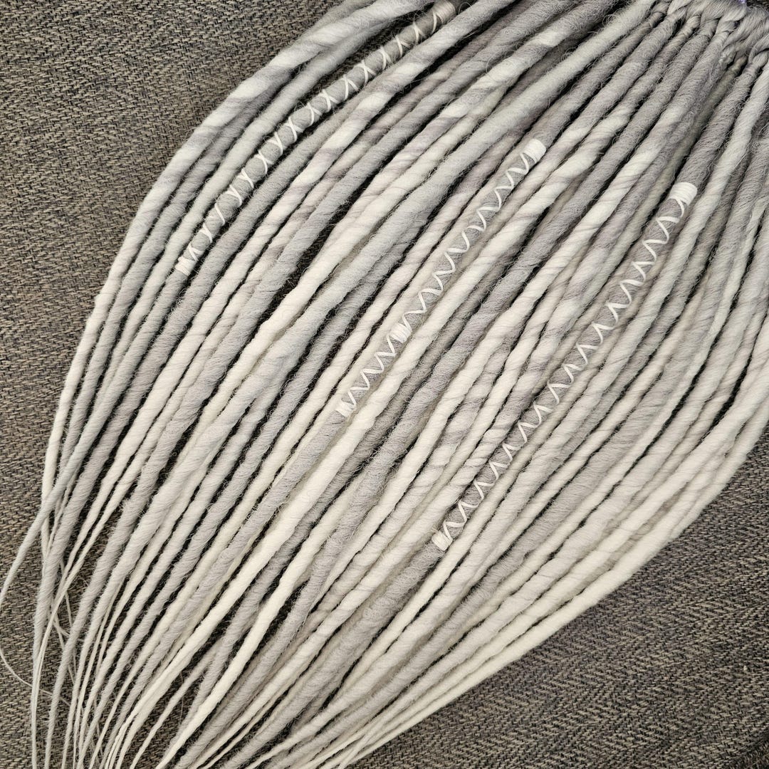 Light Ash Grey Synthetic Dreads – DE & SE Smooth Dreadlock Set | Silver ...