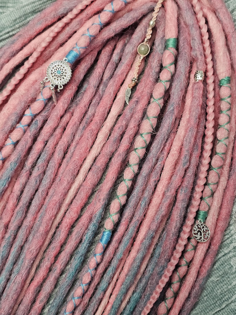 Boho Pink Dreads With Blue Tips - Custom Synthetic Dreadlocks Hair ...
