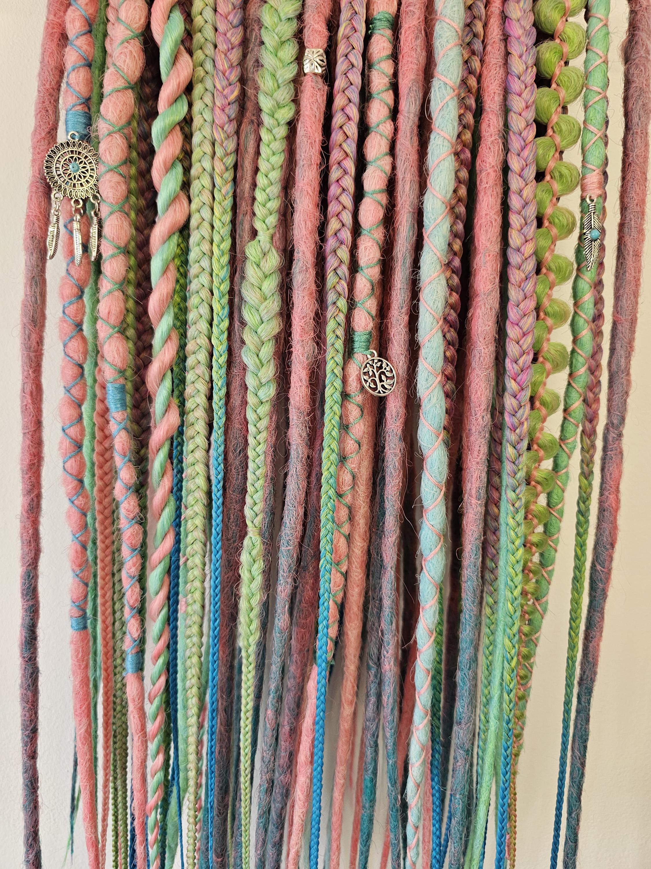 Boho Rainbow Dreads: Pink, Blue, Green & Turquoise Handmade Pastel ...
