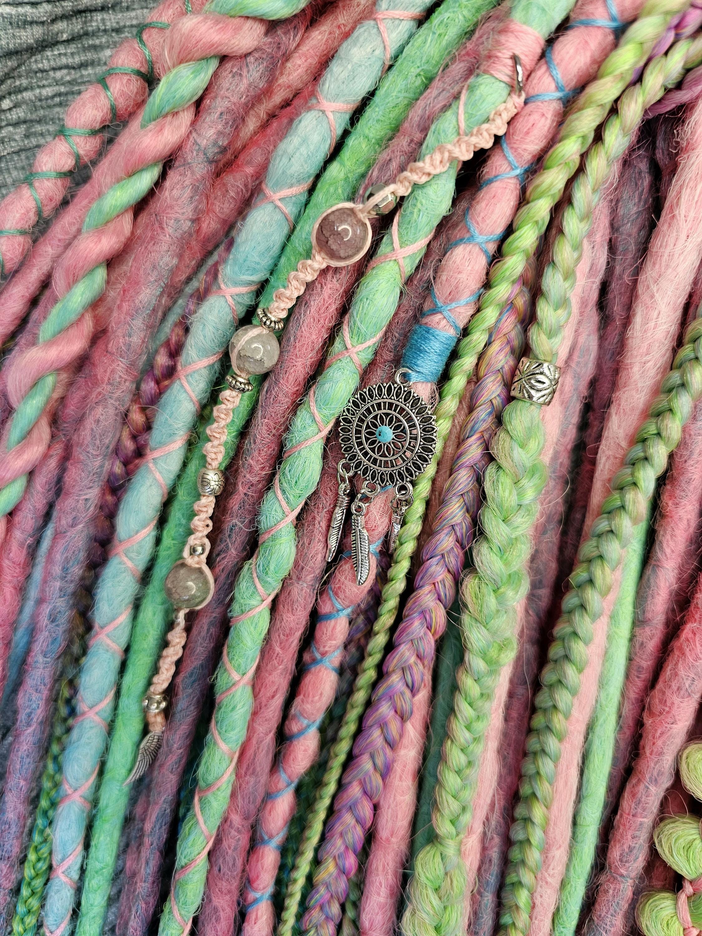 Boho Rainbow Dreads: Pink, Blue, Green & Turquoise Handmade Pastel ...