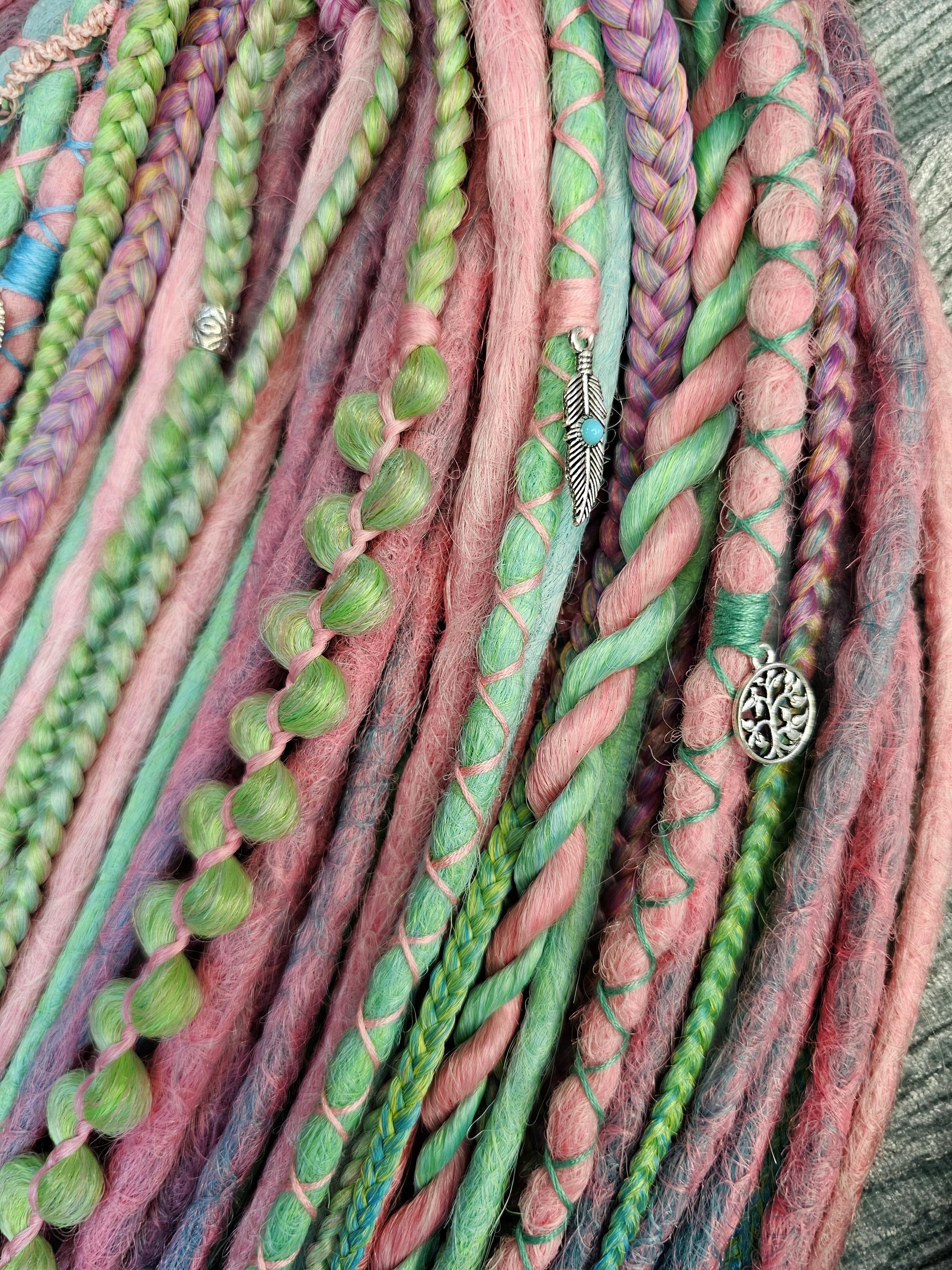 Boho Rainbow Dreads: Pink, Blue, Green & Turquoise Handmade Pastel ...