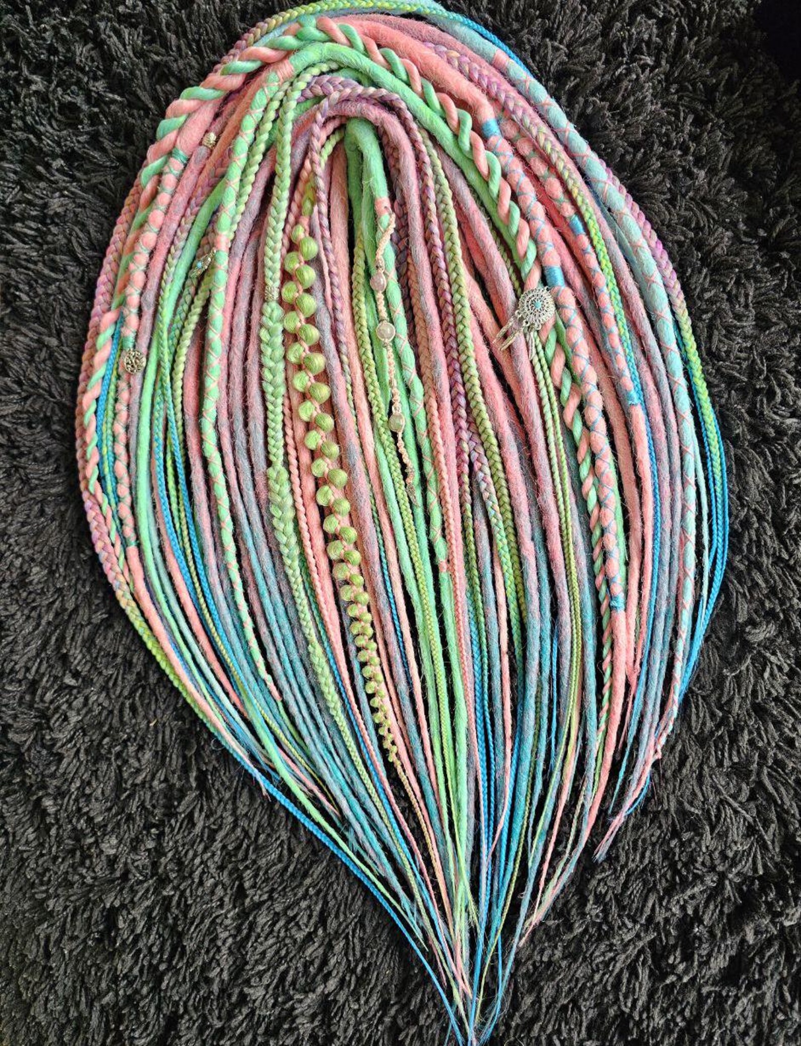 Boho Rainbow Dreads: Pink, Blue, Green & Turquoise Handmade Pastel ...
