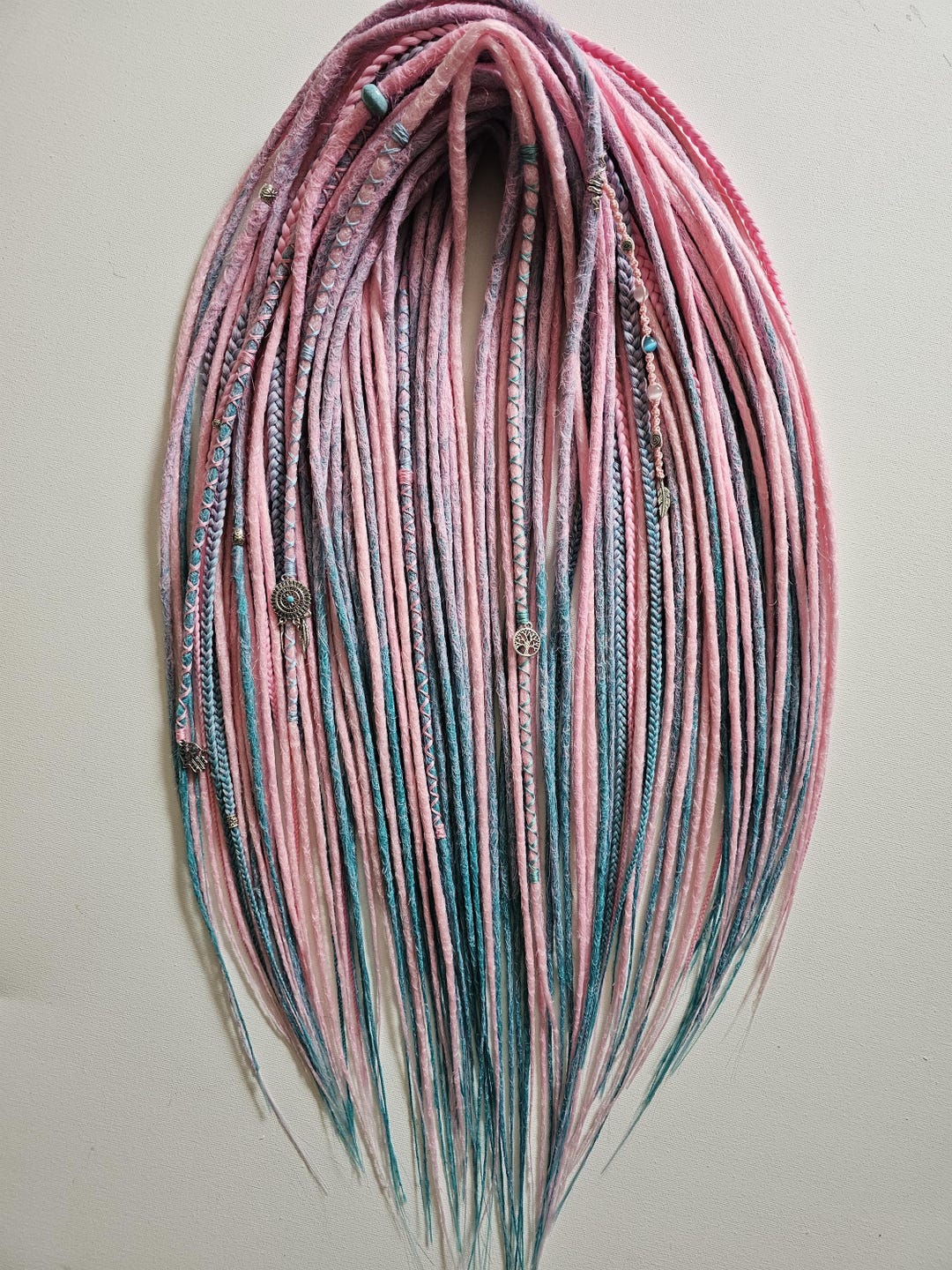 Boho Pink Dreads With Blue Tips - Custom Synthetic Dreadlocks Hair ...