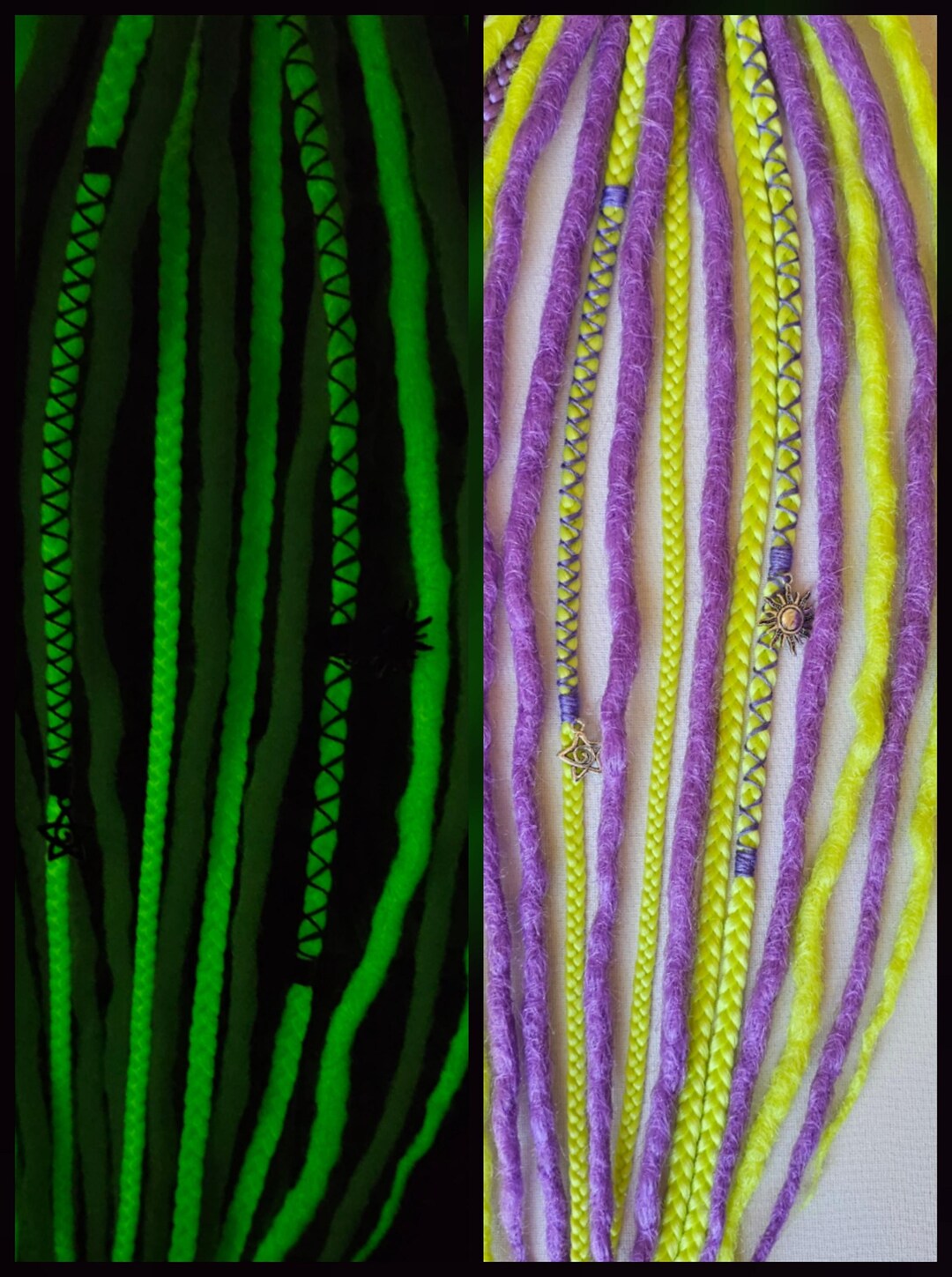 Neon Dreads on Hairband, Glow-in-the-dark Purple & Yellow Neon ...