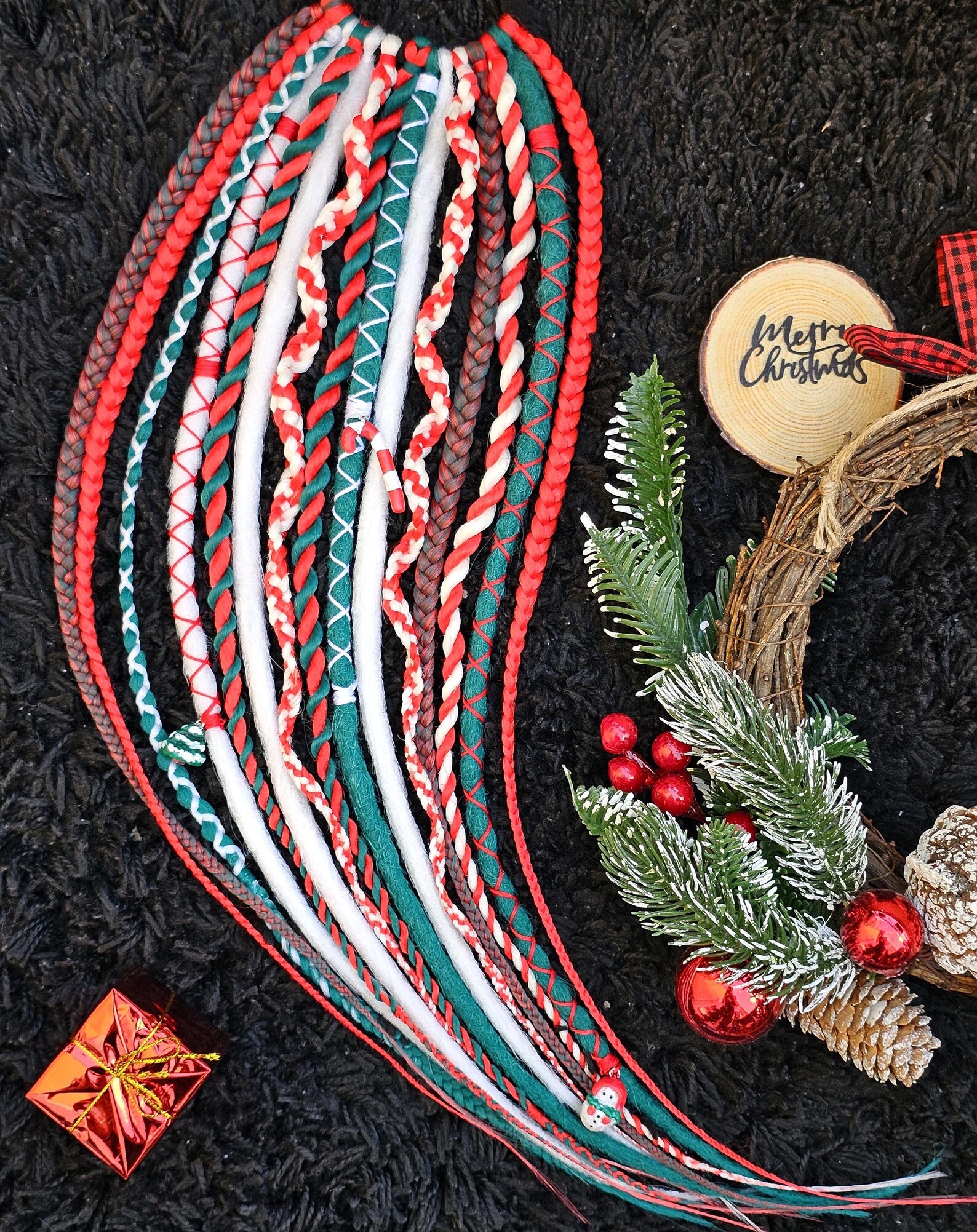Christmas Hair Accessories – Christmas Dreadlock Extensions on Hairband ...