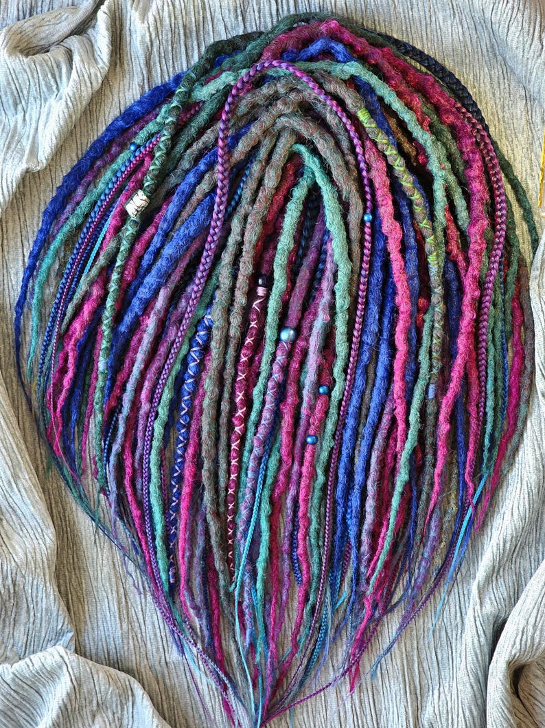 Violet, Pink, Green, Blue Dreadlock Extensions for Unique Hairstyles ...