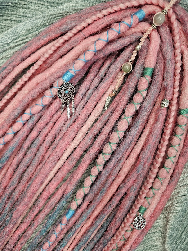 Boho Pink Dreads With Blue Tips - Custom Synthetic Dreadlocks Hair ...