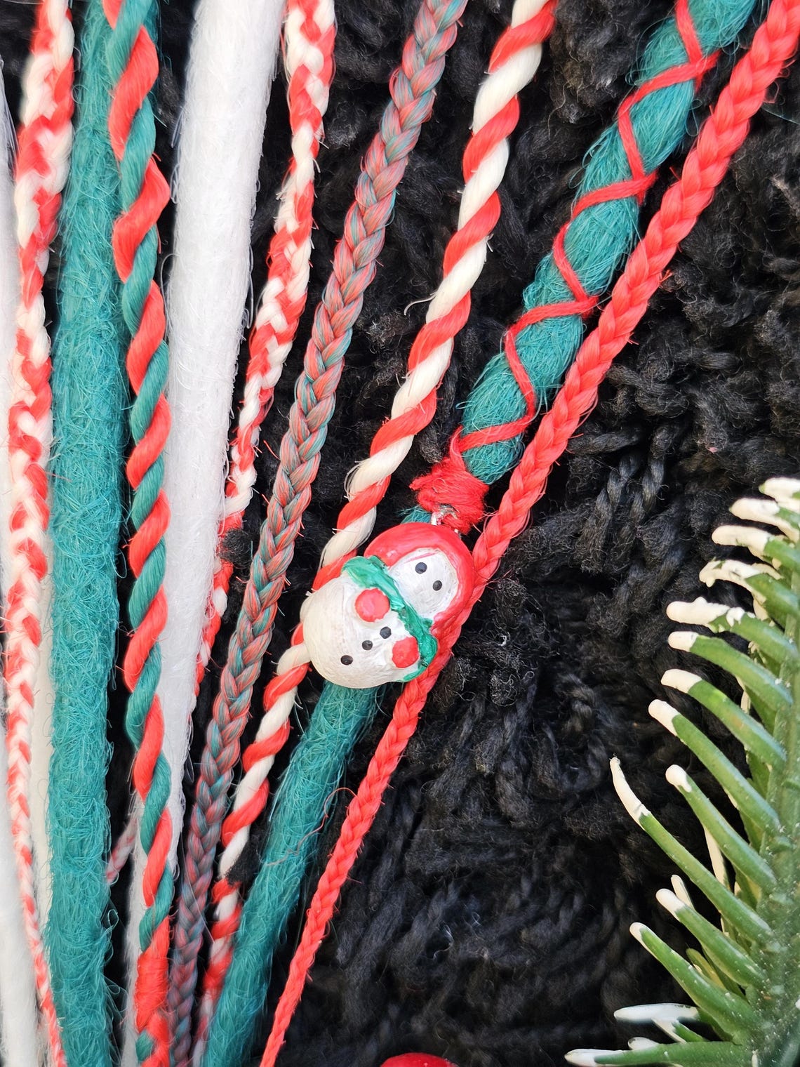 Christmas Dreads on Hairband, Red, White & Green Dreadlock Extensions ...