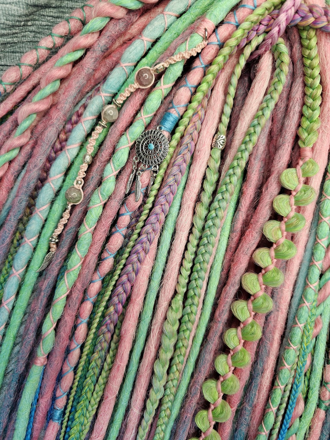 Boho Pink Dreads: Pink, Blue, Green, Turquoise Handmade Pastel Bohemian ...