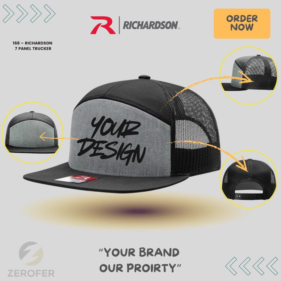 Single Hat or Bulk Order, Embroidered on Mesh Hats, 168 Richardson 7 ...
