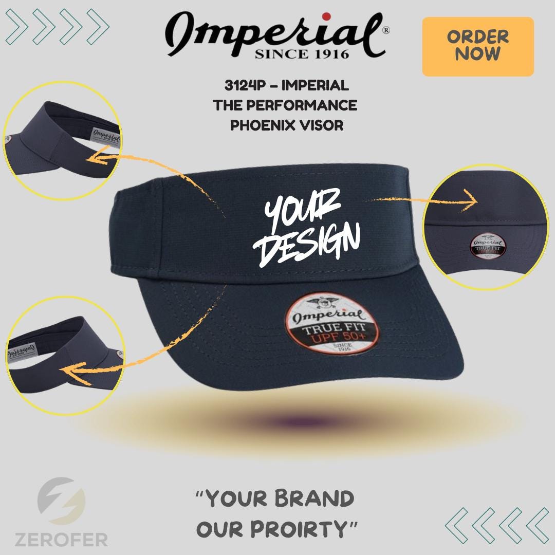 Single Visor or Bulk Order, Personalized Visor, Custom Embroidery on Visor, 3124P – Imperial ...