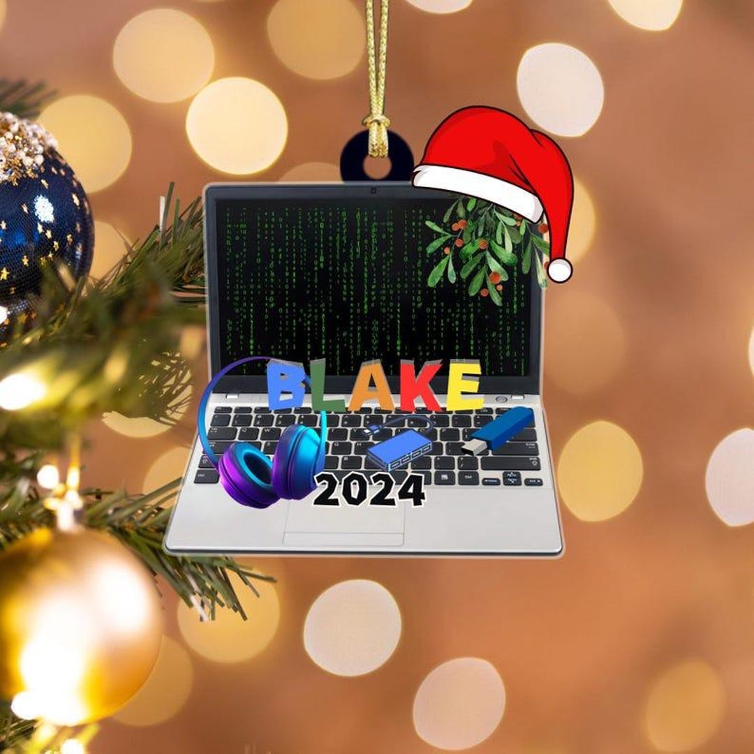 Custom 2D Flat Laptop Ornament, Personalized Programmer Ornament ...