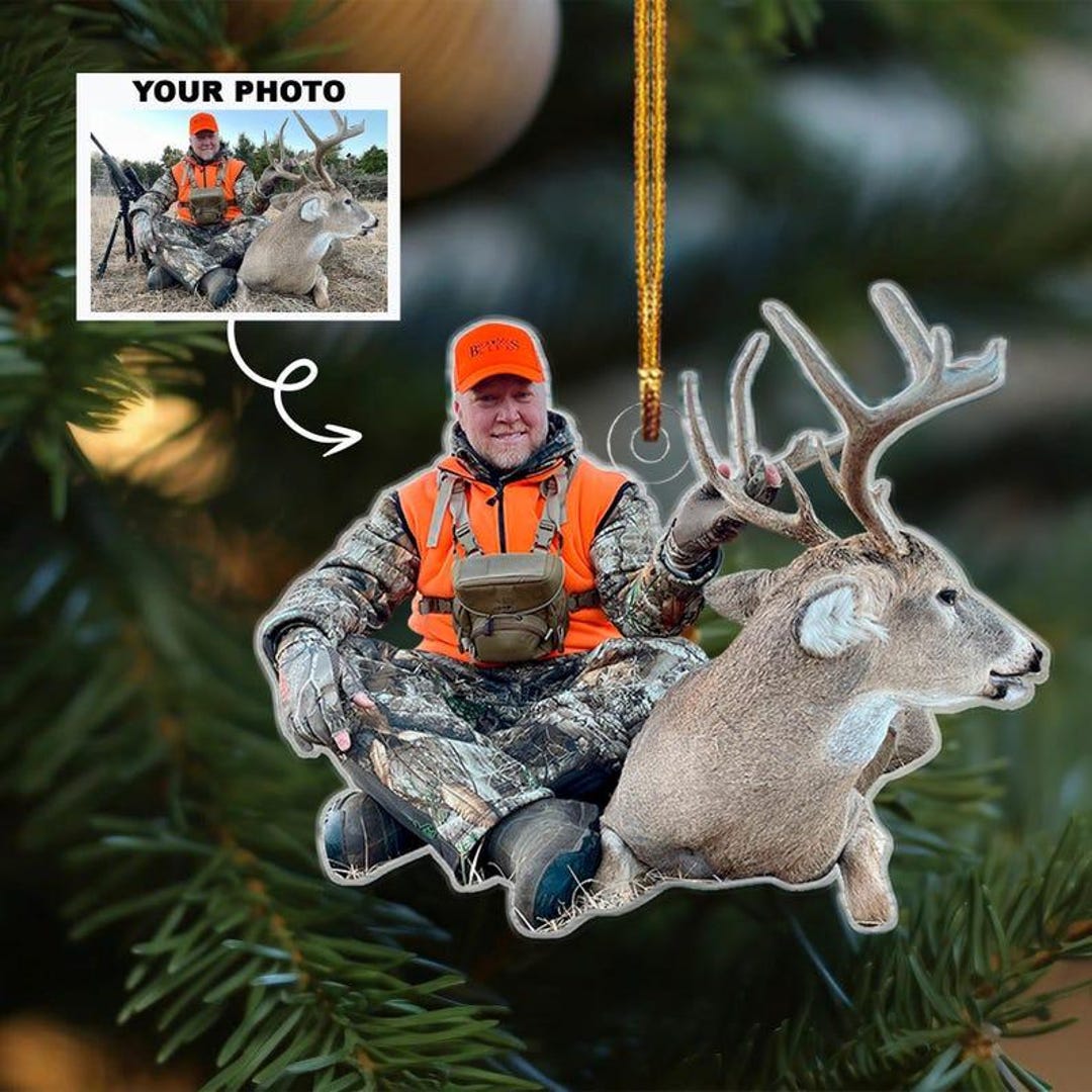 Custom Photo Hunting Ornament, Hunting Ornament, Gift for Deer Hunter ...