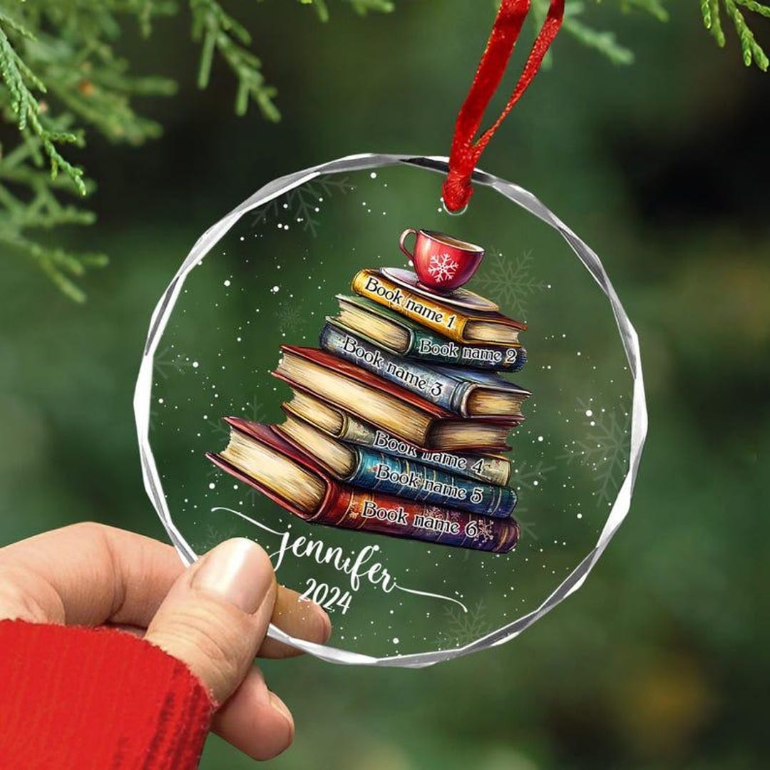 Personalized Christmas Book Tree Ornament, Bookworm Gift, Book Ornament ...