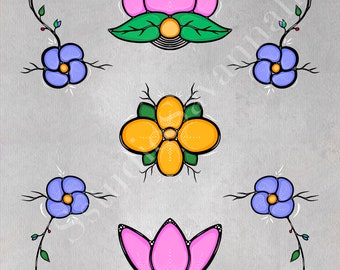 Blue Indigenous Floral Wall Art Flowers DIGITAL DOWNLOAD Printable Wall ...