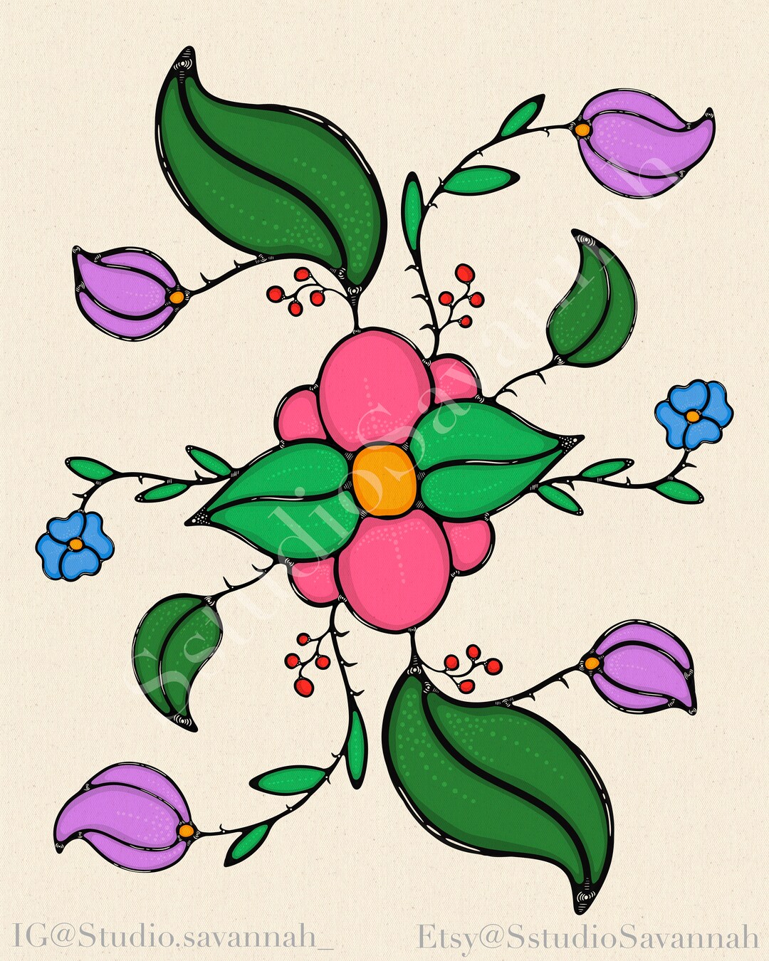 Indigenous Floral Wall Art Abstract Floral DIGITAL DOWNLOAD Printable ...
