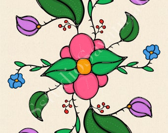 Blue Indigenous Floral Wall Art | Flowers | DIGITAL DOWNLOAD ...