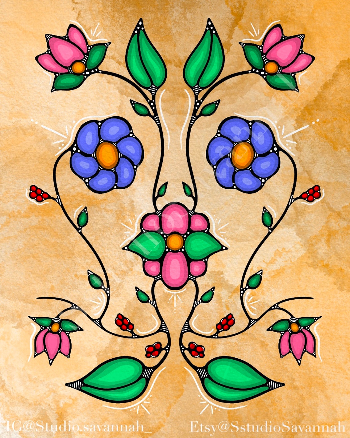 Ojibwe Design Wall Art | Ojibwe Floral | DIGITAL DOWNLOAD | Printable ...