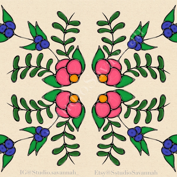 Ojibwe Design Wall Art Ojibwe Floral DIGITAL DOWNLOAD Printable Wall ...