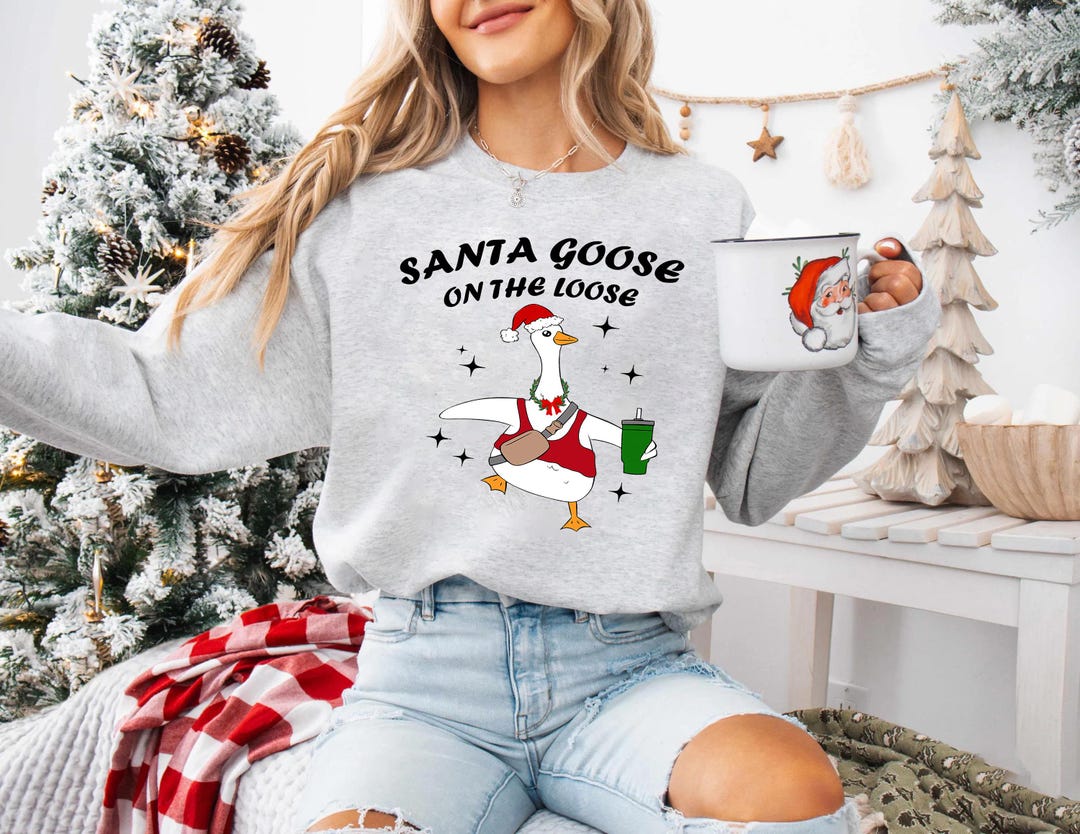 Santa Goose on the Loose Png PNG, Merry Goosemas Png, Cute Trendy Funny ...
