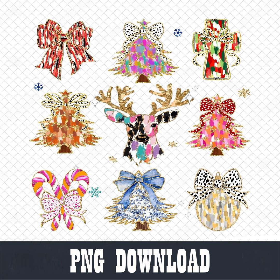 Colorful Gold Glitter Christmas PNG, Christmas Png, Christmas Coquette ...