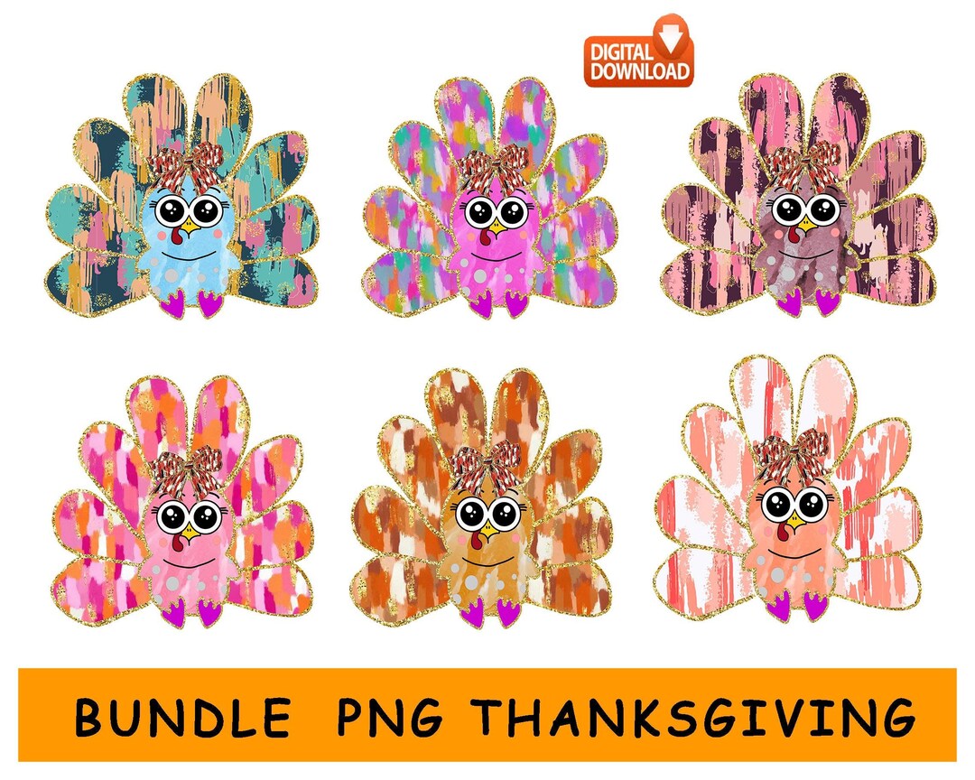 Colorful Gold Glitter Turkey Png, Colorful Coquette Turkey PNG ...