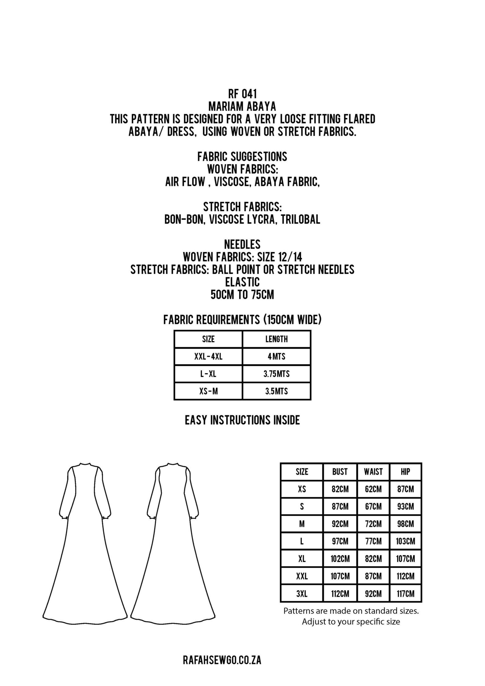 RF041 - Mariam Abaya Sewing Pattern - Etsy