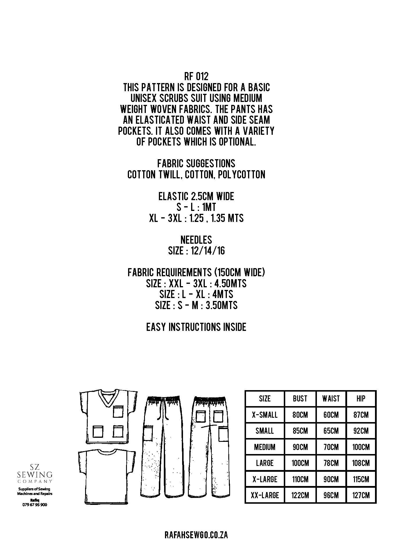 RF012 - Basic Unisex Scrubs Sewing Pattern - Etsy