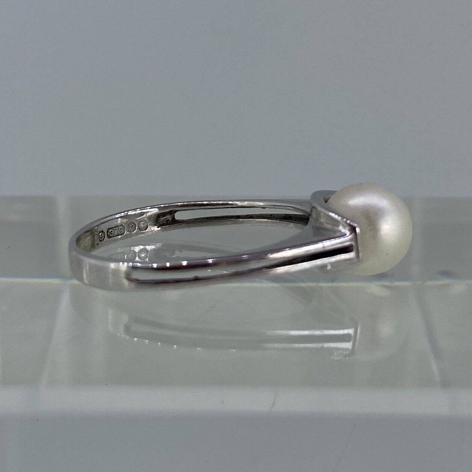 Retro Pearl Split Shoulder Tension Set Ring 9ct 9k White Gold Size O - Etsy