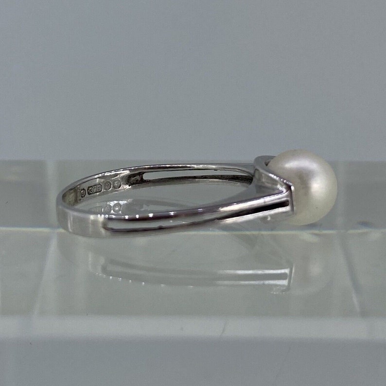 Retro Pearl Split Shoulder Tension Set Ring 9ct 9k White Gold Size O - Etsy