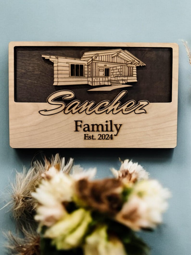 CUSTOM Family Home and Name Sign, Custom Layered Laser Cut & Engraved ...