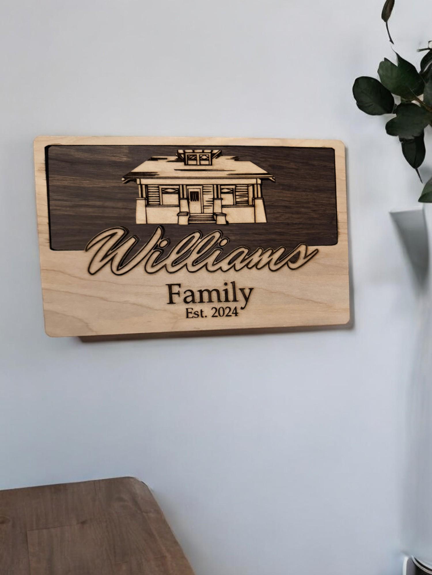 CUSTOM Family Home and Name Sign, Custom Layered Laser Cut & Engraved ...