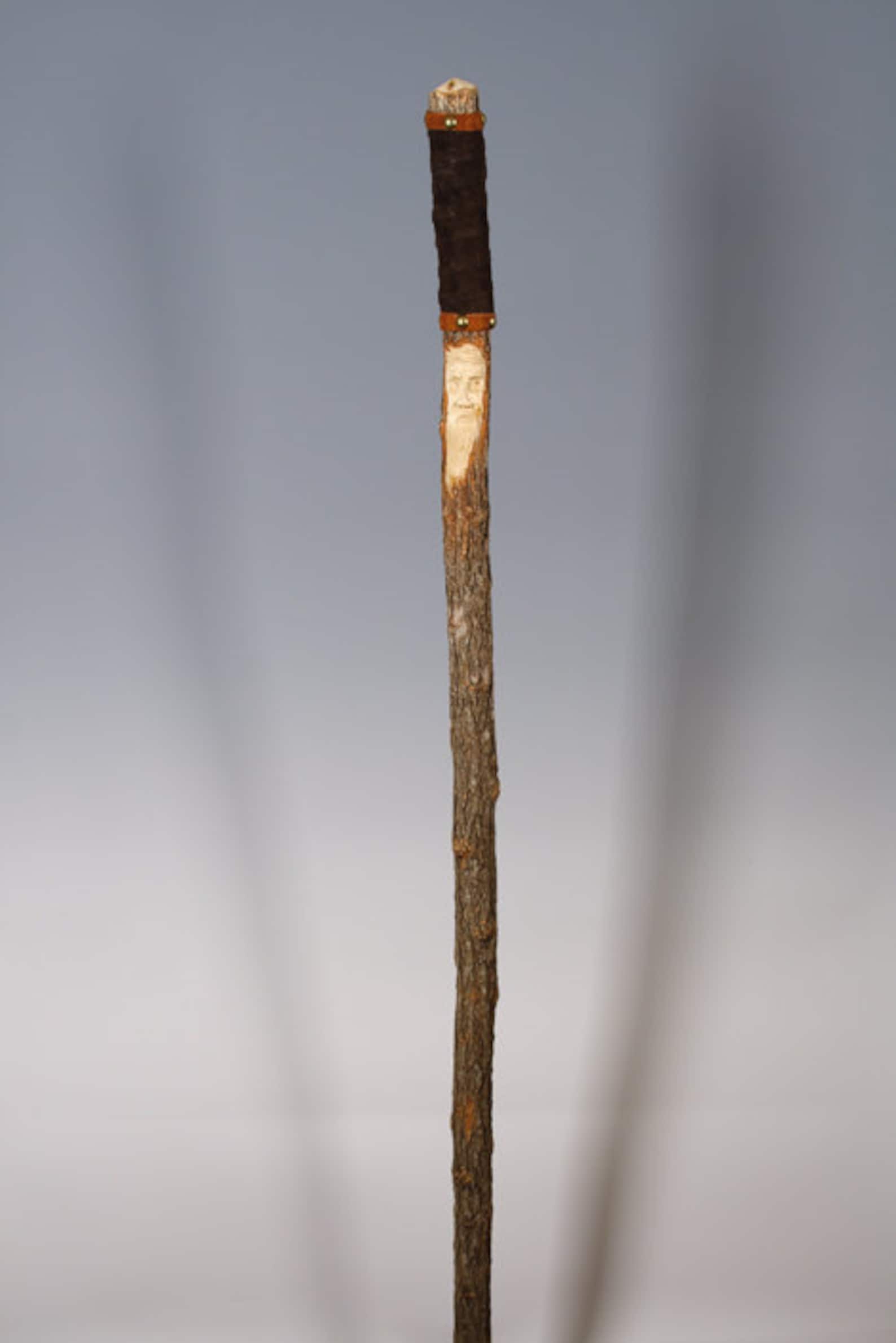 Hand Carved Tree Spirit Hiking Stick – Wood Face Walking Staff - Etsy