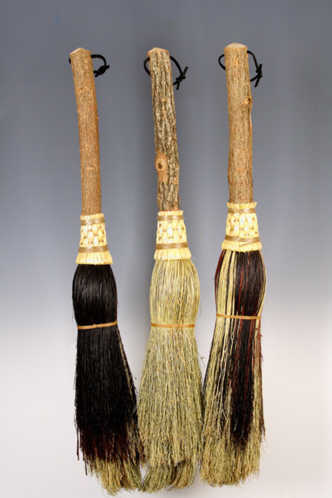 Round Fireplace Broom in Your Choice of Natural, Black, Rust or Mixed ...
