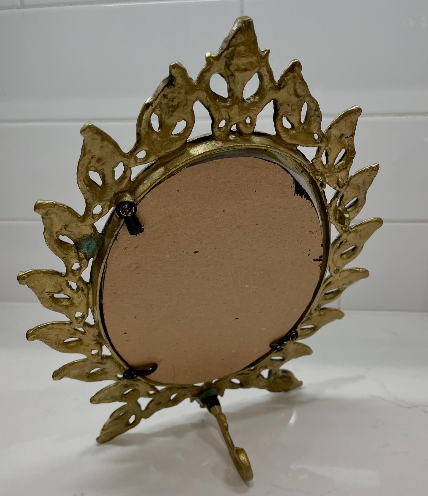 Ornate Brass Frame With Lily Border. Built in Easel That Folds Out to ...