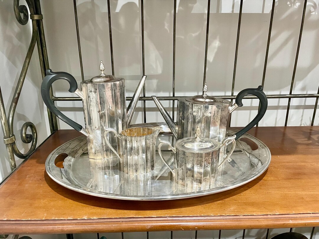 Lunt Silversmiths 5 Piece Silver Colonial Classic Tea/coffee Set plated ...