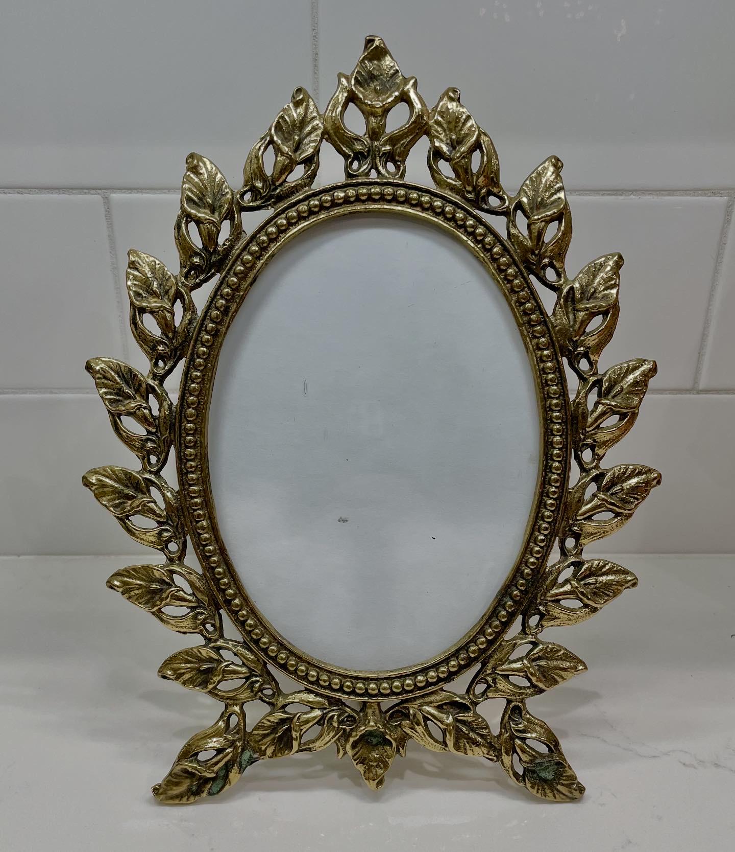 Ornate Brass Frame With Lily Border. Built in Easel That Folds Out to ...