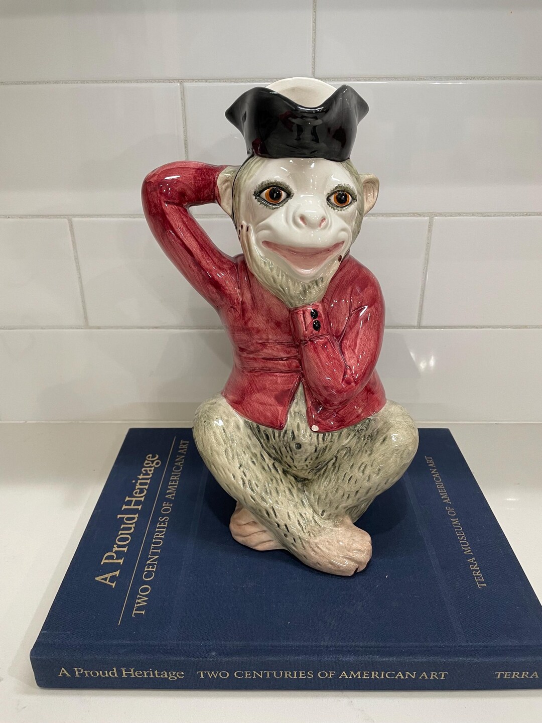 Majolica Monkey Pitcher. Mottahedeh Late 20th Century Made in Portugal ...